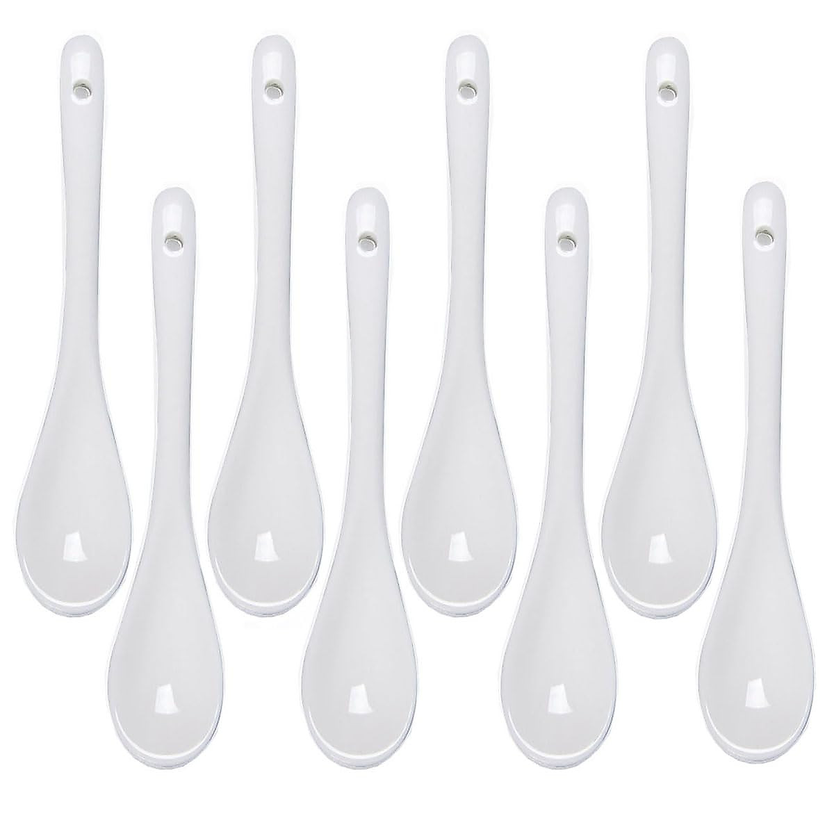 8Pcs Small Ceramic Spoons Tiny Salt Condiment Spoon Little Porcelain Teaspoons Tiny Coffee Mixing Spoon for Sugar Salt Condiment Spice Dessert Tea Coffee Kitchen Supplies, 4.92 inches, White