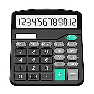 ECOiNVA Calculator Office Basic Financial Calculator with 12 Digit LCD Display Solar and Battery Dual Power (Basic)