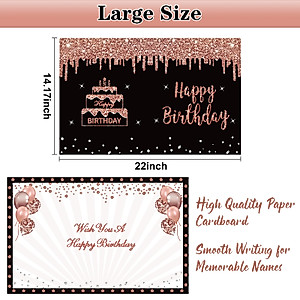 Kuxriox Jumbo happy Birthday Card for Women Girls Kids, Large Rose Gold Birthday Guest Book Supplies Gifts, Giant Rose Gold Birthday Decorations Message Greeting Cards With Envelope Big Birthday Card