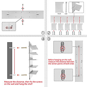 5 Tier Wall Shelf Unit - Narrow Smooth Laminate Finish - Vertical Column Wall Decor Mount Floating Storage Home Decor Organizer Tall Tower Utility Shelf for Bedrooms, Bathrooms，Living Rooms(White)