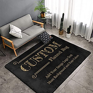 Custom Rug with Logo Image Text 60"x39" with Rug Grippers Customized Mats Personalized Flannel Rugs for Living Room Bedroom and Office Home Decoration Area Rug Gifts