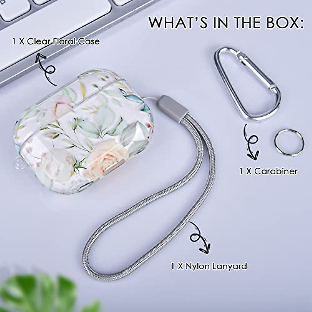 CAGOS for Airpods Pro 2 Case 2022, Clear Cute Floral Airpods Pro 2nd Generation Case Cover with Anti-Lost Lanyard Strap and Keychain for Women Girls Teens, Peonies