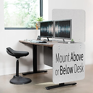 VIVO Clamp-on 24 x 24 inch Privacy Panel, Sound Absorbing Cubicle Desk Divider, Acoustic Partition, Gray, PP-1-V024G