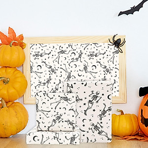 Whaline 100 Sheets Halloween Tissue Paper Dancing Skeleton Gift Wrapping Paper Decorative Art Paper for Home Party DIY Crafts Supplies, 14 x 20 Inch