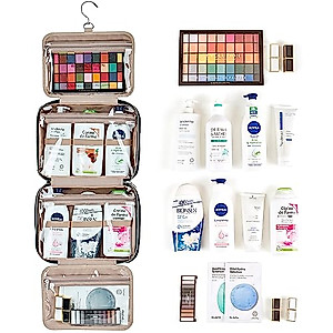 BELALIFE Large Hanging Travel Toiletry Bag for Women, Makeup Brush Holder with Hook, Toiletry Organizer Case for Toiletries Accessories, Black