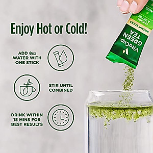 VitaCup Green Tea Instant Packets, Enhance Energy & Detox with Matcha, Moringa, B Vitamins, D3, Fiber, Keto, Paleo, Vegan in Tea Powder Single Serving Sticks, 48 Ct