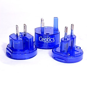 Ceptics Travel Adapter Plug Compact Worldwide International Kit - Works in Europe, Asia, China, England, Italy, New Zealand, Australia and More