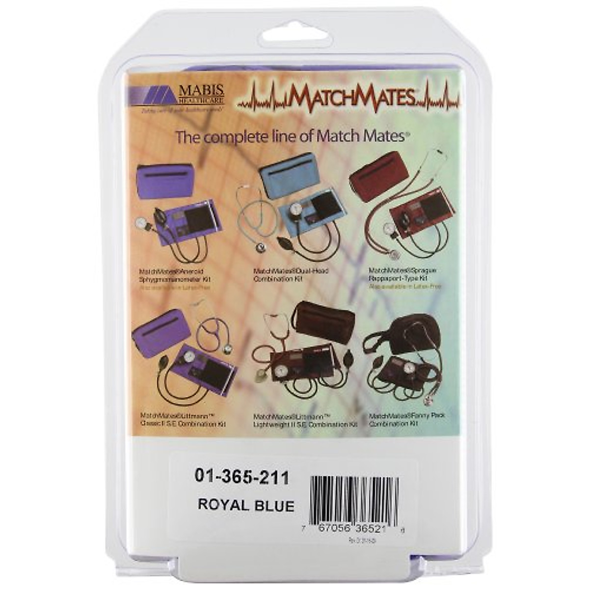 MABIS MatchMates Aneroid Sphygmomanometer Manual Blood Pressure Monitor Fanny Pack Kit with Calibrated Adult Nylon Arm Cuff and Sprague Rappaport Stethoscope, Professional Quality, Royal Blue