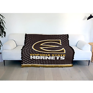 LOGOVISION Emporia State University Blanket, 50"x60" Logo Dots Woven Tapestry Cotton Blend Fringed Throw Blanket