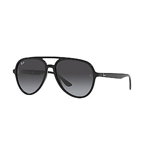 Ray-Ban RB4376F Low Bridge Fit Aviator Sunglasses, Black/Grey Gradient, 57 mm