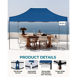 Eesdom 10in x 15in Canopy Tent with Roller Bag, Easy Up Pop Up Tent, 300D Silver-Coating Outdoor Shelter, 4 Stakes & 4Sandbags & 4 Ropes, Blue