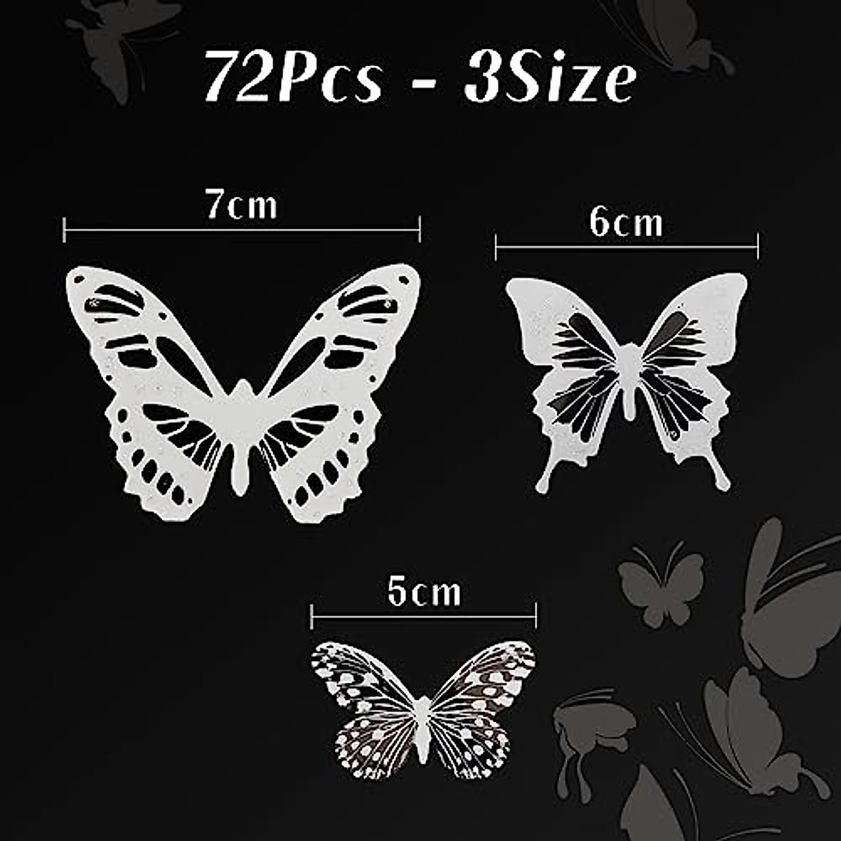 ALXBSONE 3D Butterfly Wall Stickers 72 Pcs, PVC Wall Sticker Decoration, Multiple Styles Butterfly Shape, Party Decals, for Bedroom Kids Nursery Classroom Wedding Decoration(White)