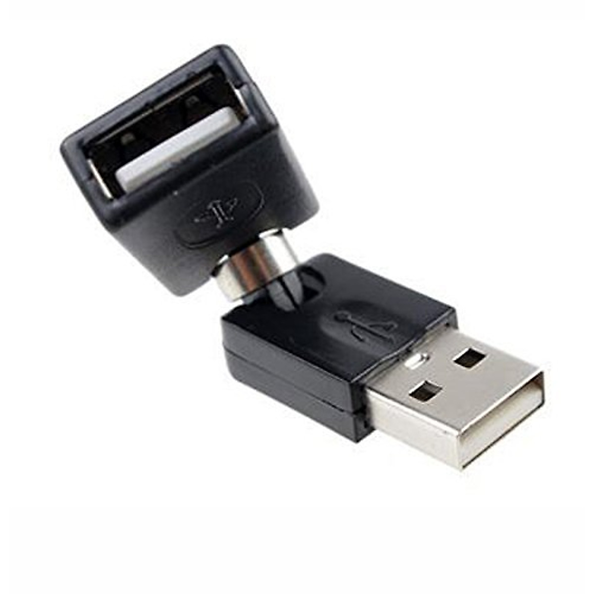 CERRXIAN Rotating and Swivel Twist USB 2.0 Type A Male to Type A Female 360 Degree Rotation Adjustable Right Angle Extension Adapter Convertor (2-Pack,AM-FM)