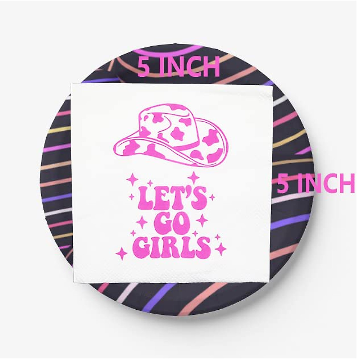 Lets Go Girls Napkins, Bachelorette Party Decorations,Western Cowgirl Bridal Shower, Birthday Party Last Rodeo Decorations Napkins (5 x 5 In, 50-Pack)