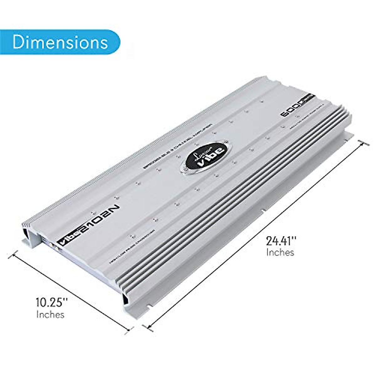 Lanzar 2 Channel Car Stereo Amplifier - 6,000 Watt Dual Channel Bridgeable Audio Sound Auto Speaker Amp Box w/ Subwoofer Bass Control, High Power MOSFET, RCA Inputs, LED Indicators - Lanzar VIBE2102N