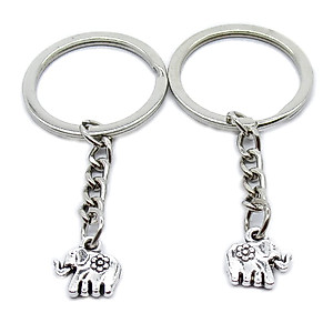 100 Pieces Keychain Keyring Door Car Key Chain Ring Tag Charms Supplies KP7B3Z Baby Elephant