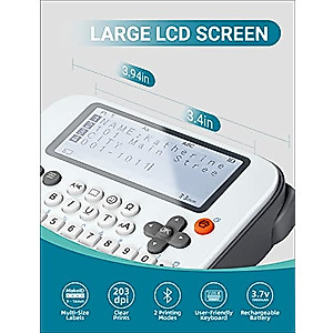 Makeid E1 Label Maker - Bluetooth Compatible Thermal Printer - QWERTY Keyboard Portable Label Maker, 4.42" Large LCD Screen - Prints 9/12/16mm Waterproof Label Tapes - Includes 13.3' Tape, USB Cable