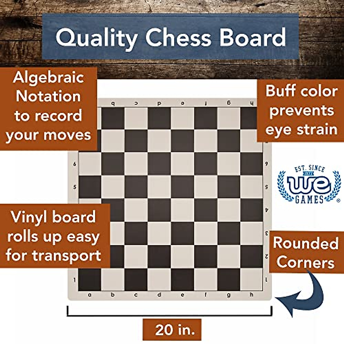 WE Games Best of Travel Chess Sets - Chess Board is Tournament Style Roll Up - 20 inches, 34 Chess Pieces, Portable Chess Set Bag, Includes Equalizer Dice & How to Play Chess Instructions Booklet