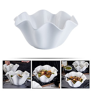 CALLARON Bowl Serving Dishes Ceramic Sauce Dishes Flower Shape Porcelain Side Dish Dip Bowl Japanese Seasoning Serving for Soy Sauce Ketchup Appetizer BBQ Snack Soup Rice 8.3inch Plastic