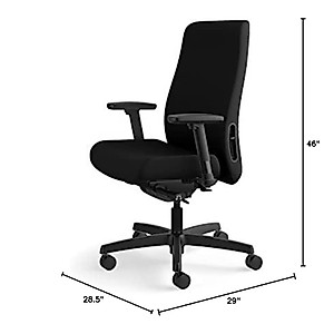 HON Endorse Mid-Back Task Chair- Upholstered Computer Chair for Office Desk, Black (HLWU)