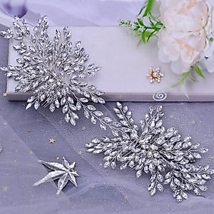 HAIPEI Bridal Wedding Hair comb Wedding Headpiece for Bride Rhinestone Wedding Headband Crystal Hair Accessories for Women and Girls (Silver), one size