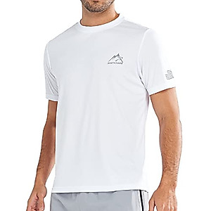 NORTHYARD Men's UPF 50+ UV Sun Protection Shirts SPF Quick Dry Short Sleeve T-Shirts for Active Hiking Fishing Swim White M