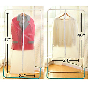 In kds Transparent PEVA Dress Garment Bag Suit Bag with Zipper Pack of 6, 4Medium and 2 Large