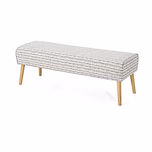Christopher Knight Home Sade Mid Century Boho Fabric Ottoman, Light Grey Zig Zag Pattern