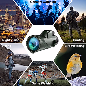 Monocular Telescope 80x100 High Powered for Adults for Smartphone Adapter Telescope Hunting Wildlife Bird Watching Travel Camping Hiking-Green