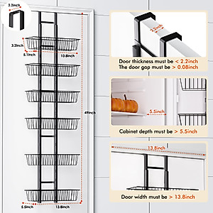 LUXEAR Over the Door Pantry Organizer, 6-Tier Adjustable Pantry Organizers and Storage, No-Assembly Foldable Metal Hanging Over the Door Organizer for Kitchen, Home, Laundry Room, Bathroom