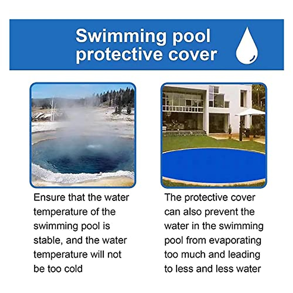 Pool Cover Tarpaulin Round Size 8-Foot 10-Foot Pool Cover For Swimming Pool & Spa Pool Blanket Float Cover Film Circular Easy Set Frame Pools And Inflatable ( Color : Blue , Size : 10FT-300cm Round )