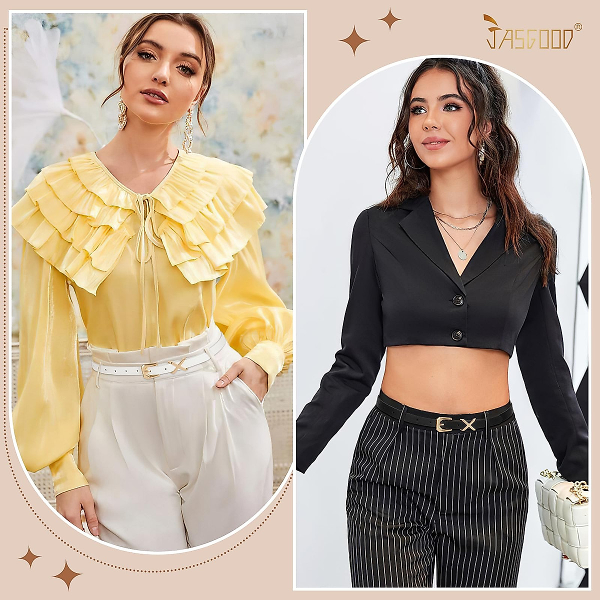 JASGOOD 4 Pack Women Skinny Leather Belt for Pants Jeans Ladies Thin Waist Belt for Dress