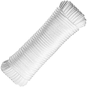 Nylon Rope 1/4 inch by 80 Ft - Use for Flag Pole Rope Replacement, Marine Rope, Hiking, and Camping Rope -Strong Outdoor Rope for Laundry Line, Tie, Pull, Swing, and More - White Rope - RamPro