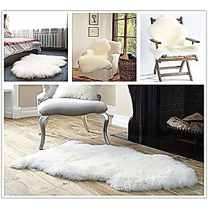 OKAYDA Genuine New Zealand Sheepskin Area Rug Soft Lambskin Decorative Rug for Bedroom Sofa Floor One Pelt