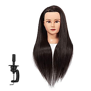 Training Head 26"-28" Mannequin Head Hair Styling Manikin Cosmetology Doll Head Synthetic Fiber Hair Hairdressing Training Model Free Clamp (1711LB0220)