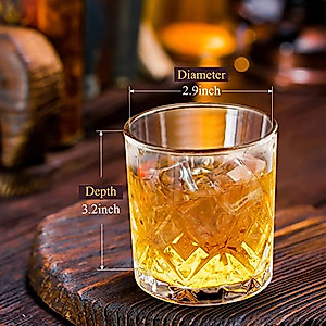 Rosoenvi Whiskey Glass Set of 4, Old Fashioned Glasses with Gift Box, 10oz Rocks Glasses Barware for Whiskey, Bourbon, Scotch and Liquor Drinks, Gift for Men