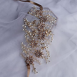 Gold Color Bridal Headband Hair Leaf Floral Wedding Handmade Fashion Women Headpiece (Metal Color : O4223) (Size : O045)