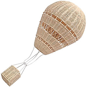 VALICLUD Rattan Hot Air Balloon Natural Photo Props Wicker Handwoven Wall Basket Decor for Childrens Rooms Preschool Education Photography Living Room Or Bedroom Unique Wall Art