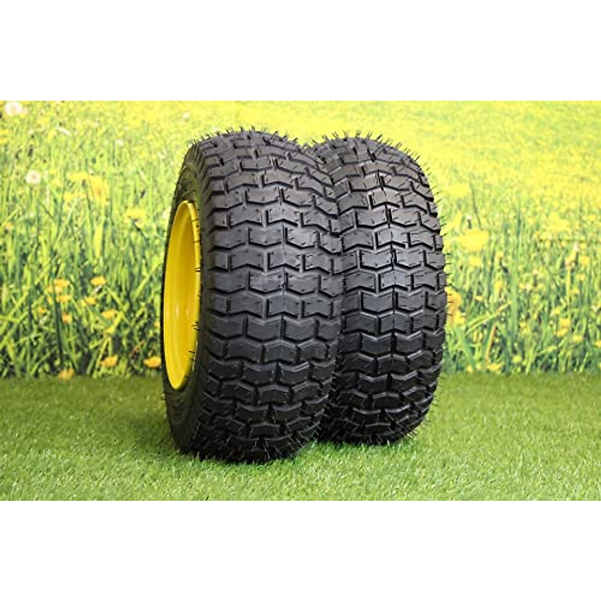 (Set of 2) 16x6.50-8 Tires & Wheels 4 Ply for Lawn & Garden Mower Turf Tires .75" Bearing. (Because we supply a precision ball bearing the shaft must be clean and straight for them to fit properly)