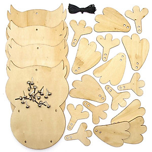 Baker Ross AX159 Owl Wooden Puppet Kits for Kids - Pack of 4, Childrens Woodcraft Painting Sets for Kids Arts and Crafts Projects