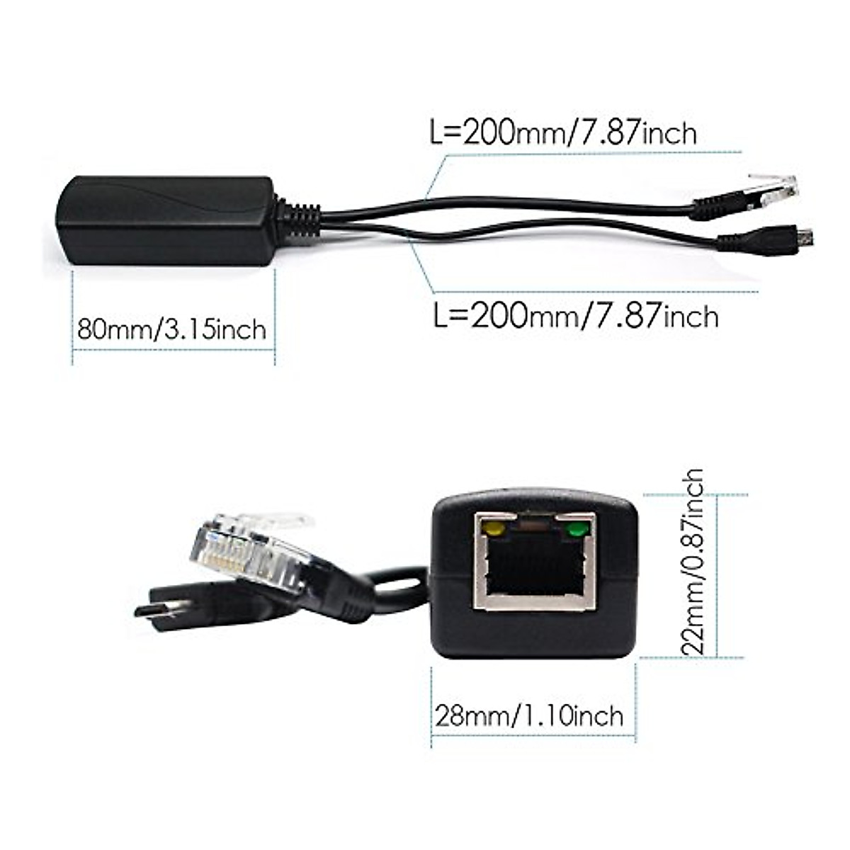 ANVISION Active 48V to 5V 2.4A PoE Splitter Adapter with Micro USB Plug, IEEE 802.3af Compliant, for Tablets, Dropcam or Raspberry Pi, IPC, IP Camera and More