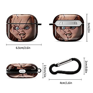 Bride of Chucky for AirPods 3rd Generation Case with Keychain Whole Body Anime Printing Shockproof Protective Case Cover for Wireless Charging Compatible with AirPods 3
