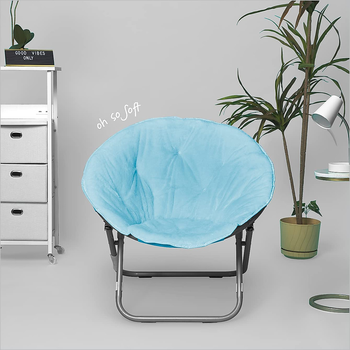 Urban Lifestyle Faux Fur Saucer Chair, Light Blue