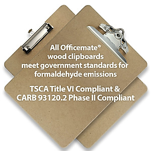 Officemate Recycled Wood Clipboards, Low Profile Clip, 6 Pack Clipboards, Letter Size (9 x 12.5 Inches), Brown (83806)