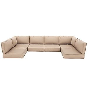 Kimunuk Outdoor Furniture Replacement Cushions, 5" Foam Foam High-Density, Fits 6-seat Sectional Rattan Conversation Set, 14 Piece Patio Water-Resistant Replacement Sofa Cushions, Liner&Cover