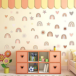 Easma Rainbow Wall Decals Rainbow Wall Stickers for Girls Bedroom Star Heart Wall Decals Watercolor Raindrop Wall Stickers Peel&Stick Wall Sticker Kids Decals for Walls
