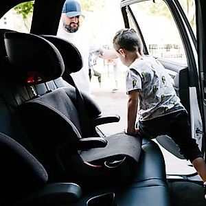 Clek Oobr High Back Booster Seat with Adjustable Headrest, Reclining Design, Latch System, and Retardant-Free Fabric, Snowberry