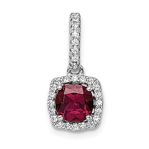 Sterling Silver Rhodium-plated Lab Created Red Corundum and White CZ Pendant QQP5180