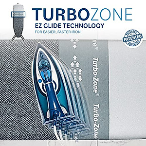 Bartnelli Pulse Ironing Board with New Patent Technology | Made in Europe with Patent Fast-Glide Turbo & Park Zone, with Smart Hanger, 4 Layer Cover Pad | 4 Premium Steel Legs (Size 43x13)