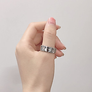 OIDIMS CZ Eye Tiger Wide Band Ring Animal Statement Open Ring for Men Women Dainty Adjustable Knuckle Middle Finger Cute Fashion Gifts Birthday Christmas Bff Personalized Jewelry Comfort Fit